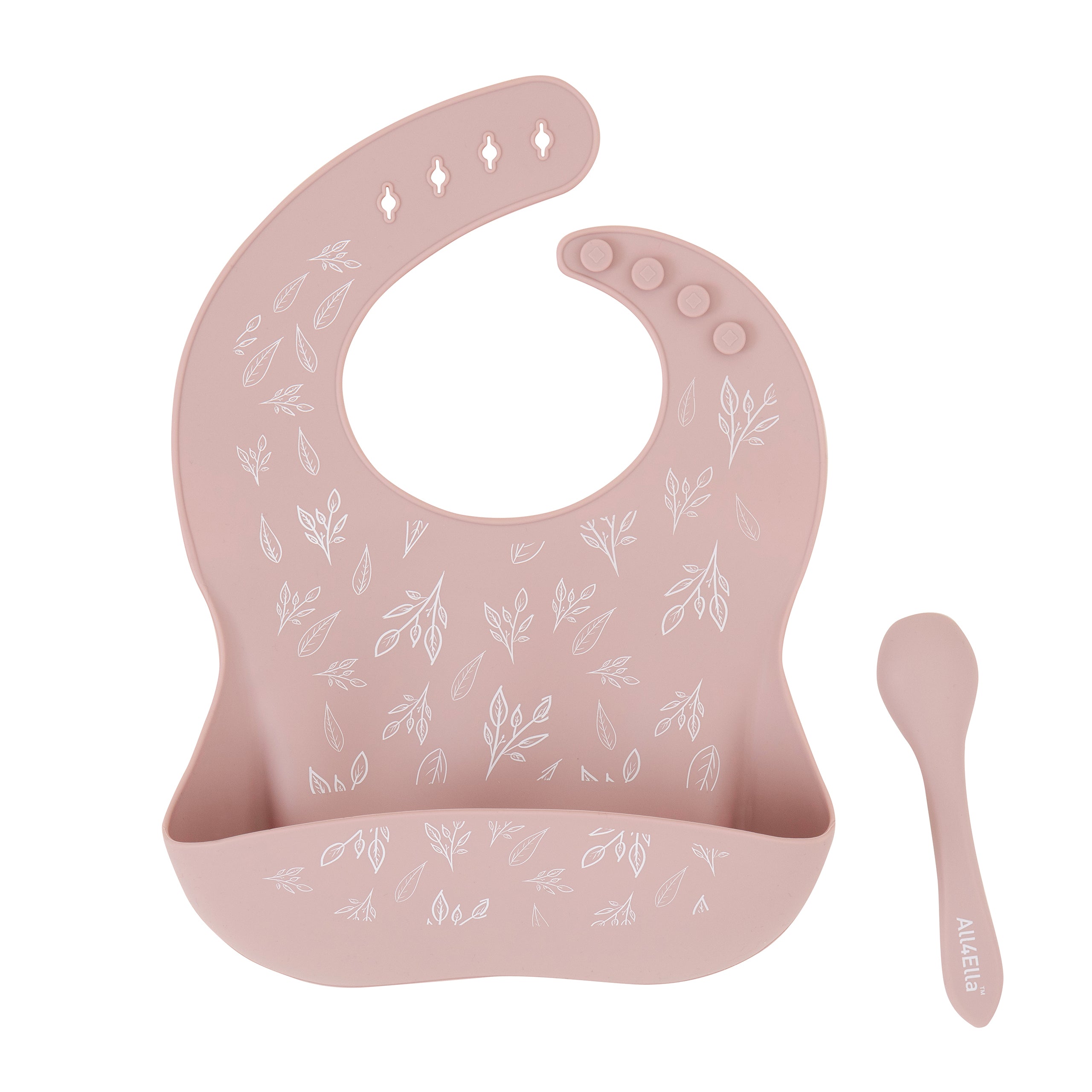 Silicone Bib with Spoon - Dusty Pink – Belly Beyond