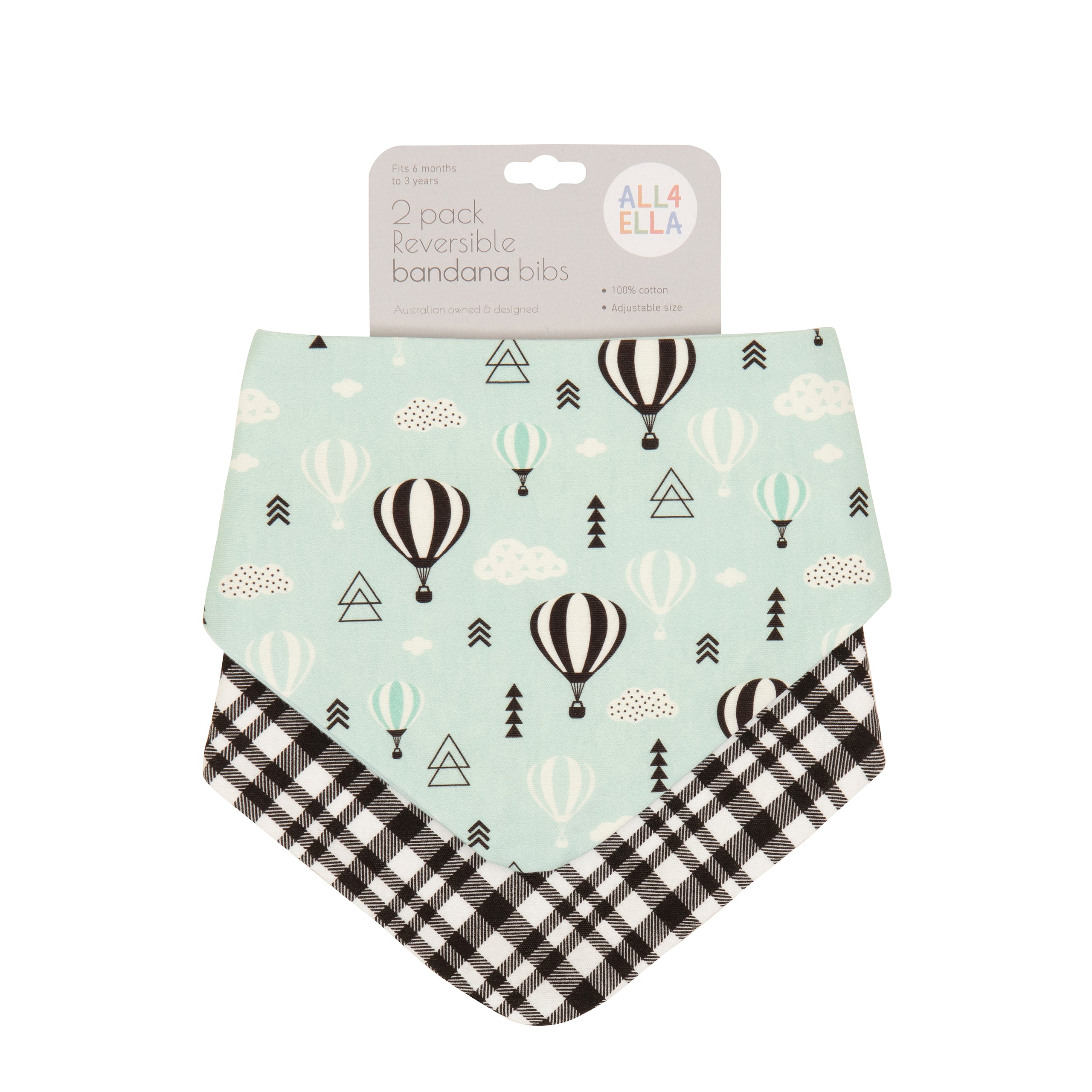 Bandana Bibs 2pk - Hot Air Balloons – Belly Beyond