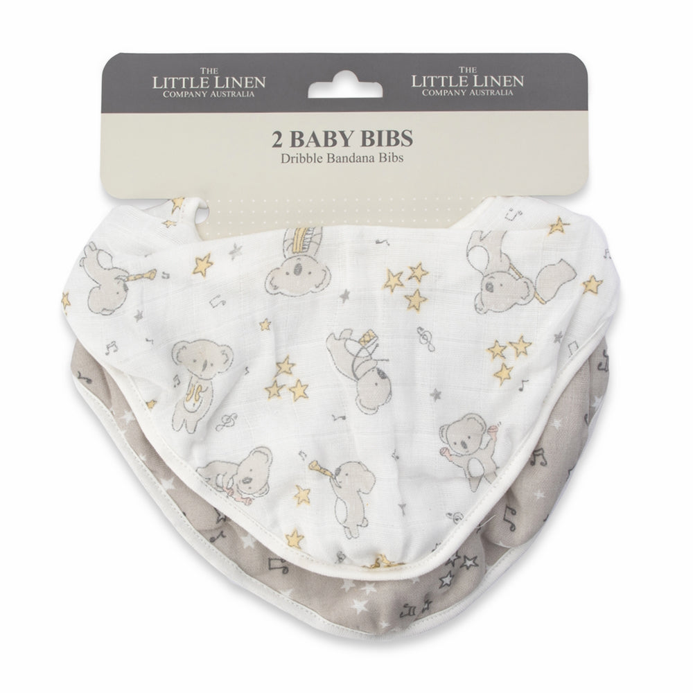 Little Linen Muslin Bib 2pk - Cheeky Koala | Belly Beyond – Belly Beyond
